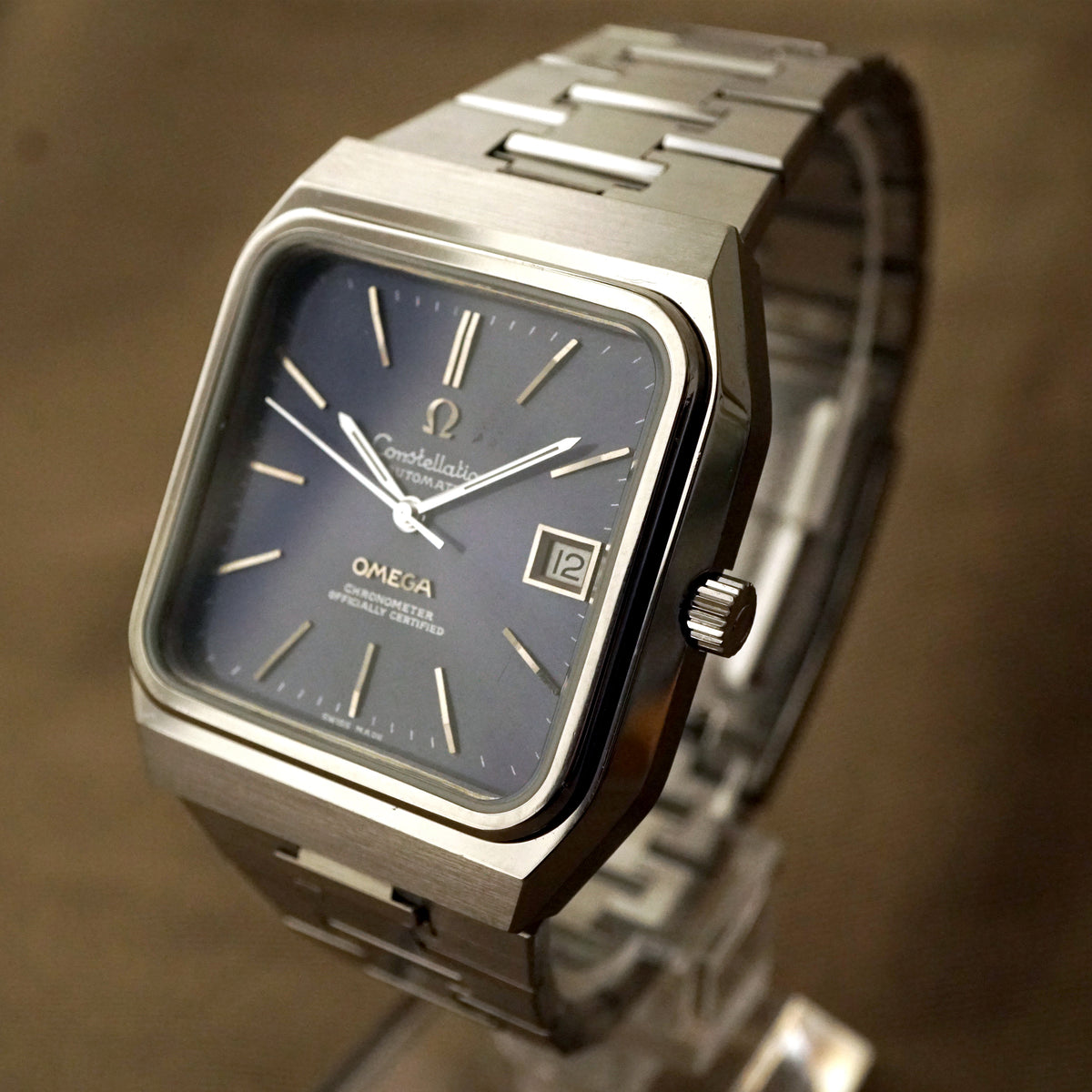 1975 OMEGA CONSTELLATION JUMBO TV 368.0855 BLUE AUTOMATIC COMPLETE SER – NOSTIME